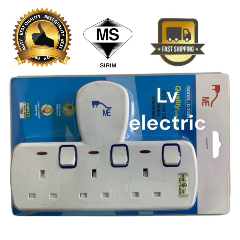 Sirim Me D 303n D 304 3 Way 4way T Adaport 3pin Socket Extension Plug Neon Indicator Sirim