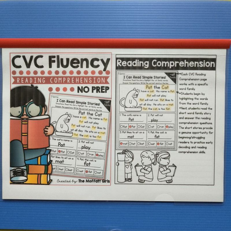 CVC Fluency Reading Comprehension for English Practice and Worksheets ...