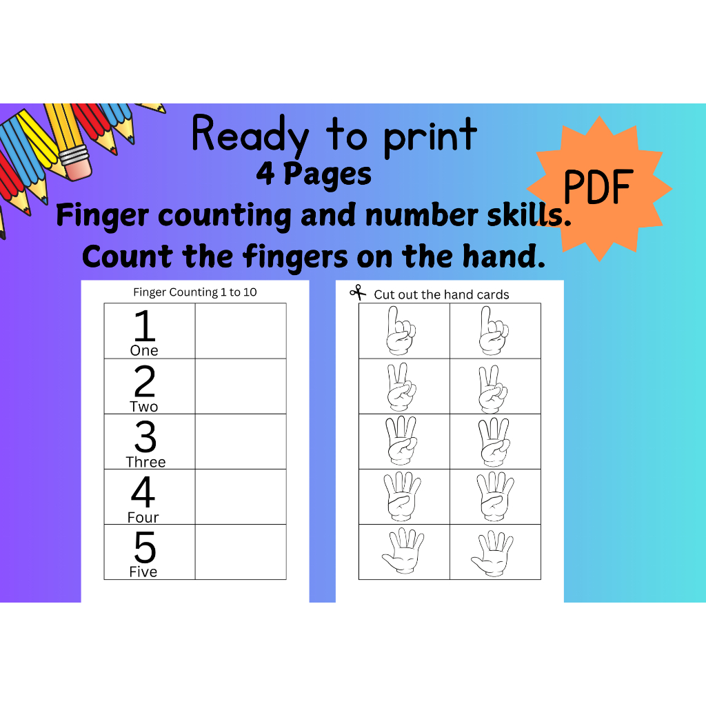 PDF | Finger Counting and Number skills, Count the fingers on the hand ...