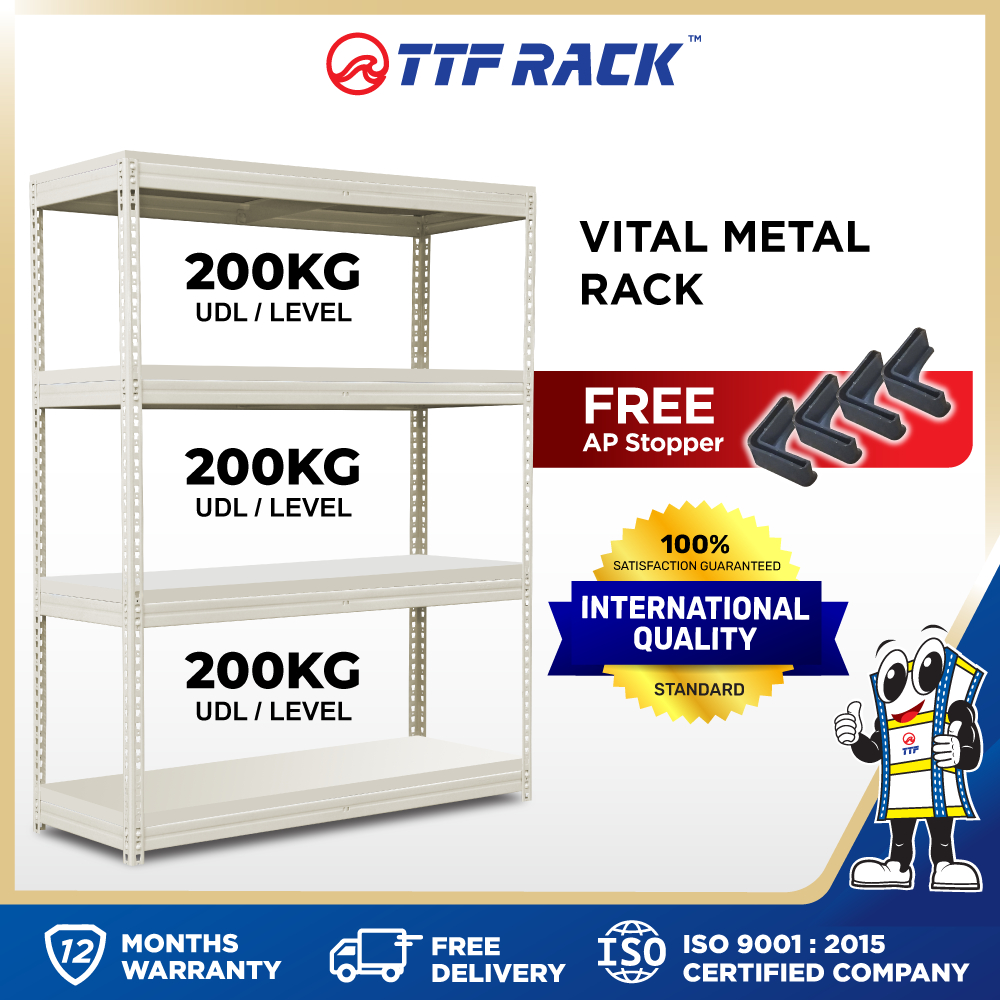 TTF Rack™ VITAL METAL RACK H150-240cm D45-60cm /4 Levels Boltless Rack ...