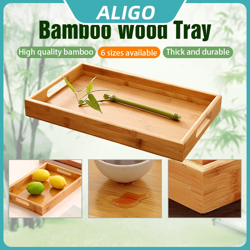 🏠READY STOCK🏠 Bamboo Serving Tray Handmade For Tea Coffee Breakfast ...