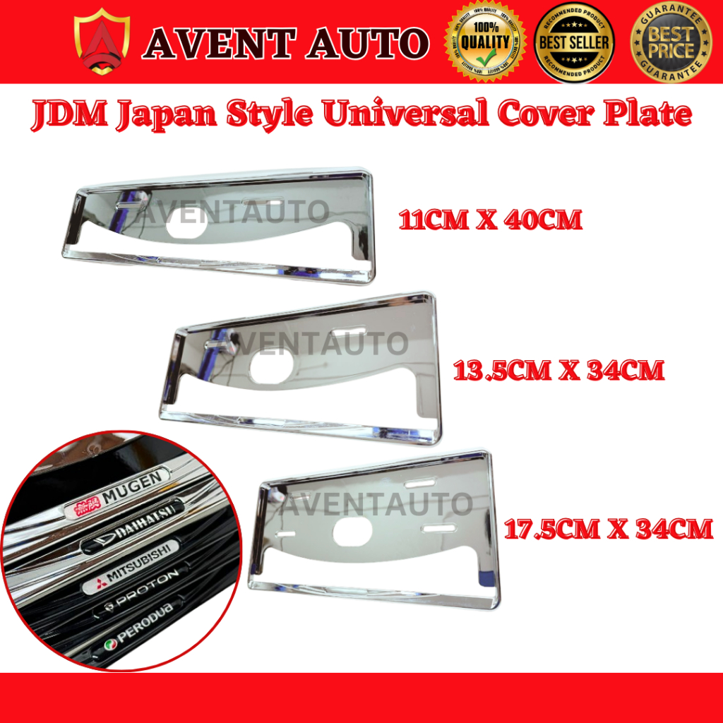 JDM JAPAN STYLE GLOSSY BLACK CHROME CAR PLATE FRAME COVER NUMBER PLATE ...