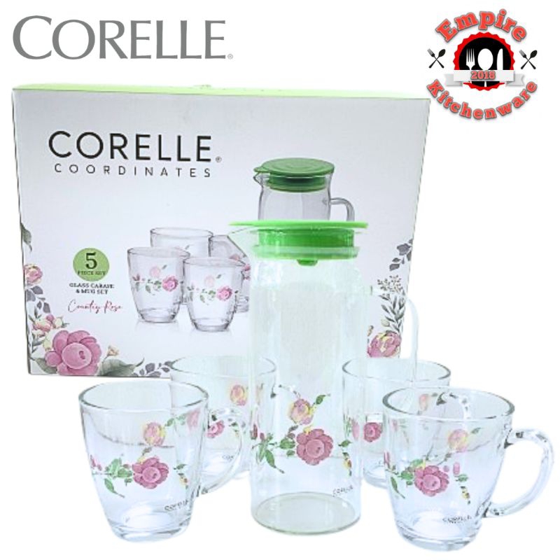 Corelle coordinates glass carafe and mug set country rose | Shopee Malaysia