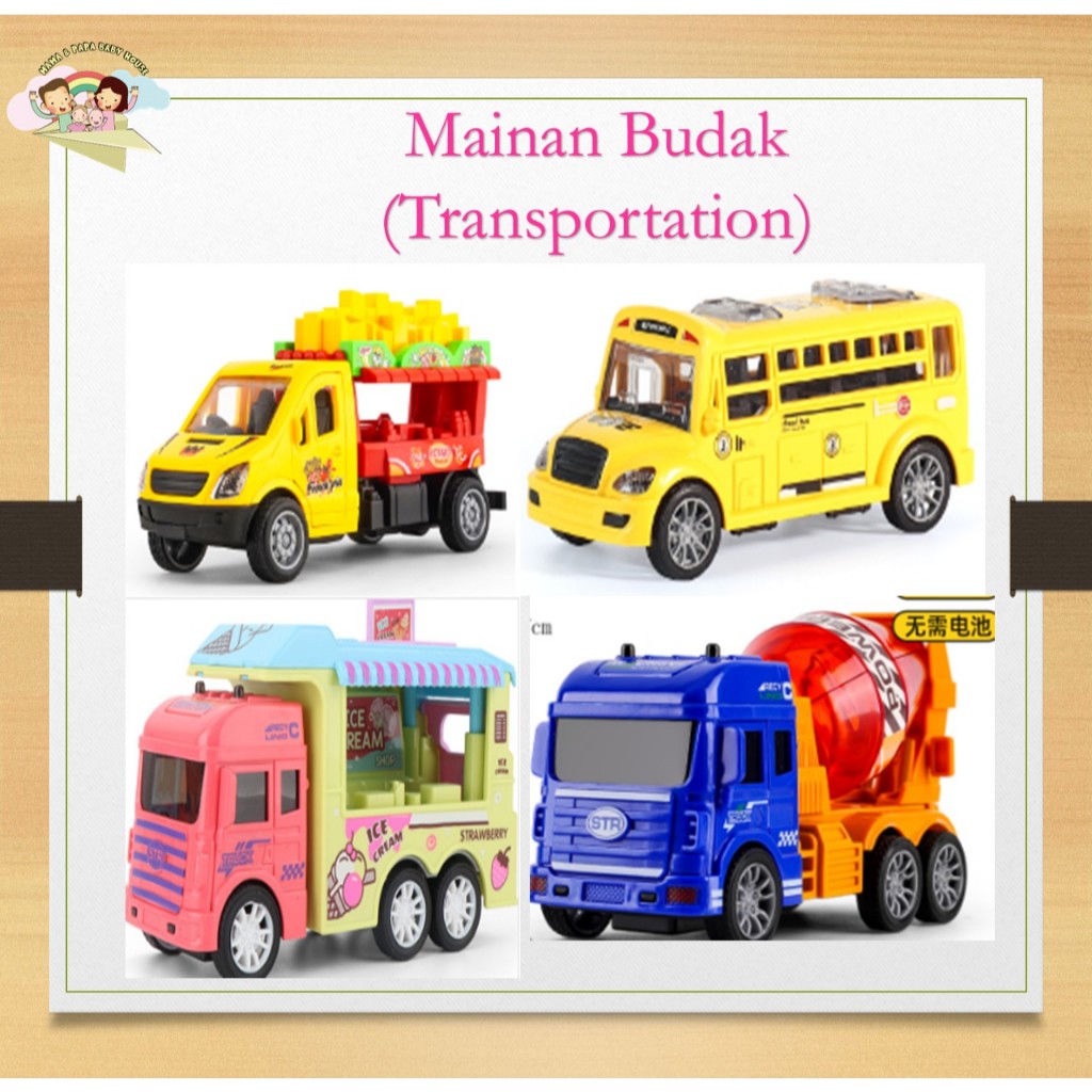 Mainan Budak Mini Lori Series Food Truck School Bus Polis Big G Super ...