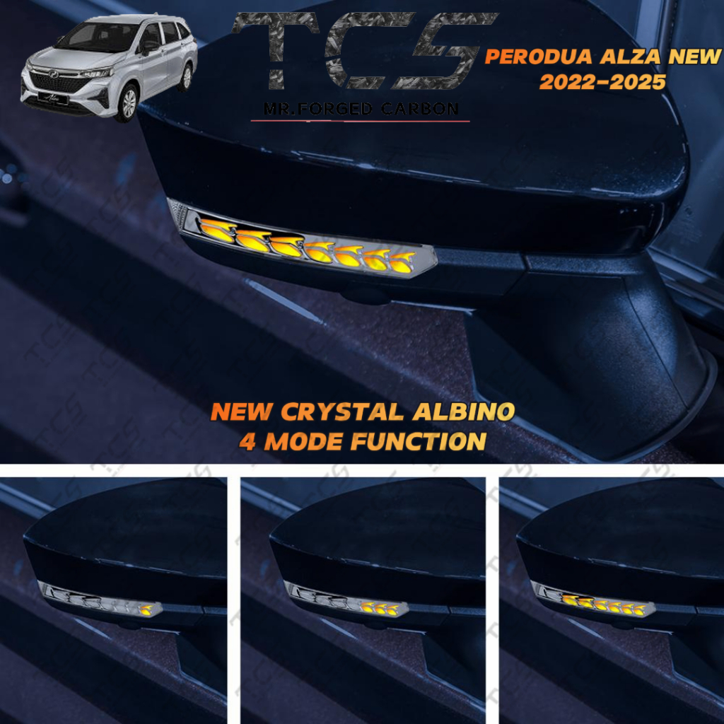 TCS PERODUA ALZA NEW 2022-2024 CAR CHROME ALBINO SIDE MIRROR DAY LIGHT ...
