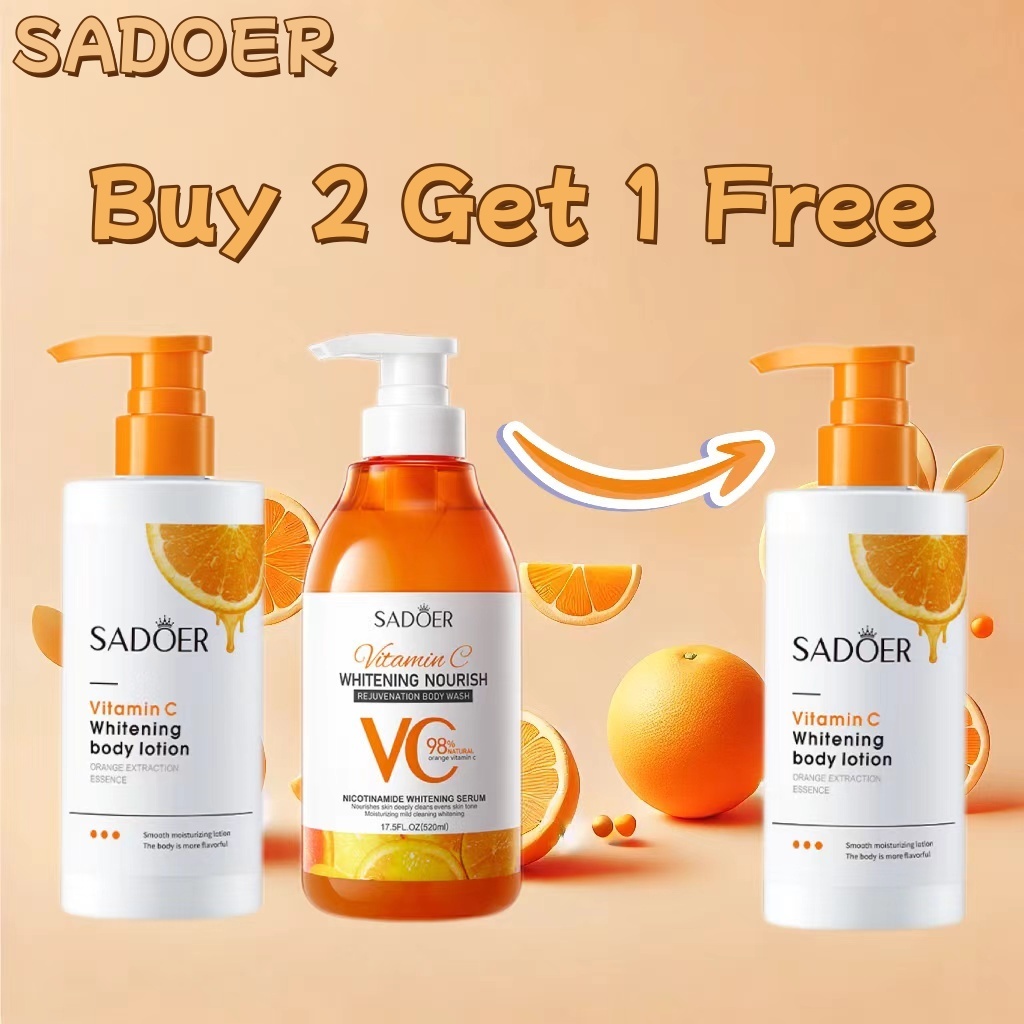 SADOER body lotion body wash set 3 in1 vc whitening body lotion + vc whitening nourishing ...