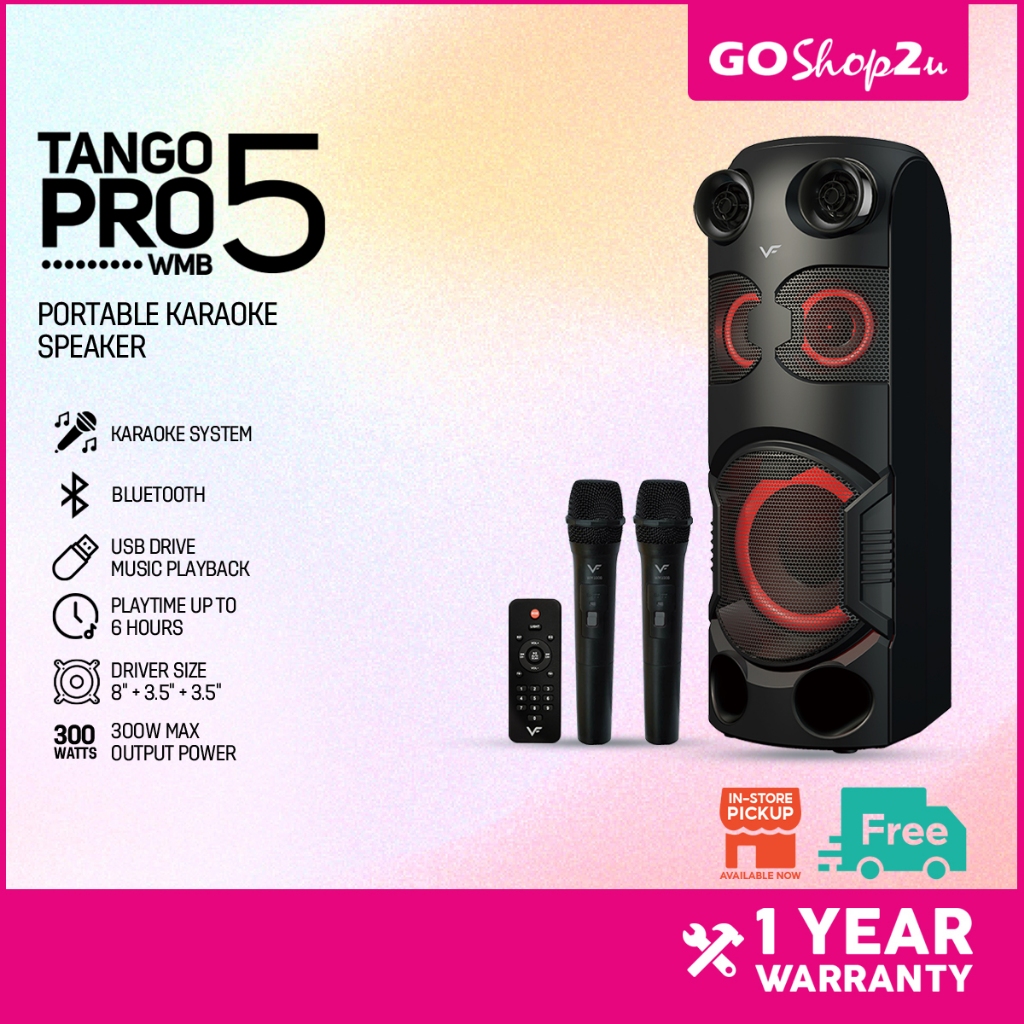 Vinnfier VF Tango Pro 5 WMB Portable Speaker with Karaoke System Bluetooth FM Radio USB Drive ...
