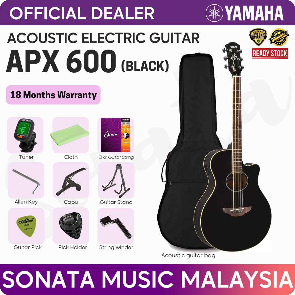 Yamaha APX600 Thin-line Cutaway Acoustic-Electric Guitar - Black Color ...