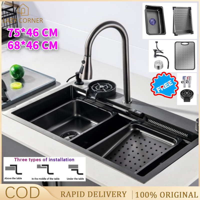 304 Stainless Sinki Dapur Multifunction Worksta Handmade Kitchen Sink ...