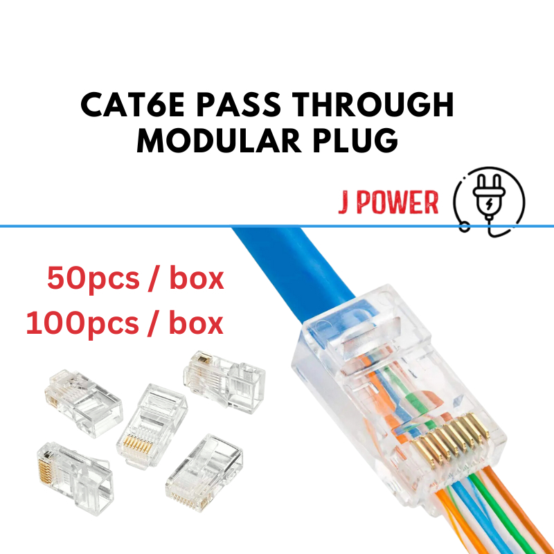 RJ45 Cat6e Cat6s Crystal / shielded head Pass Through Connector (50pcs ...