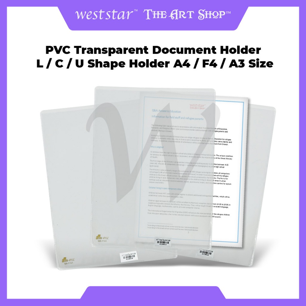 [WESTSTAR] PVC Transparent Document Holder L / C / U Shape Holder A4 ...