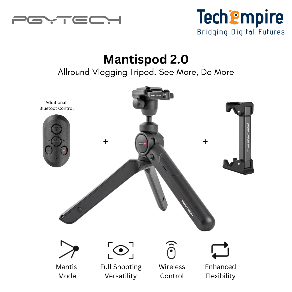 PGYTECH Mantispod 2.0 Bluetooth Mini Tripod for Camera Vlogging Tripod ...