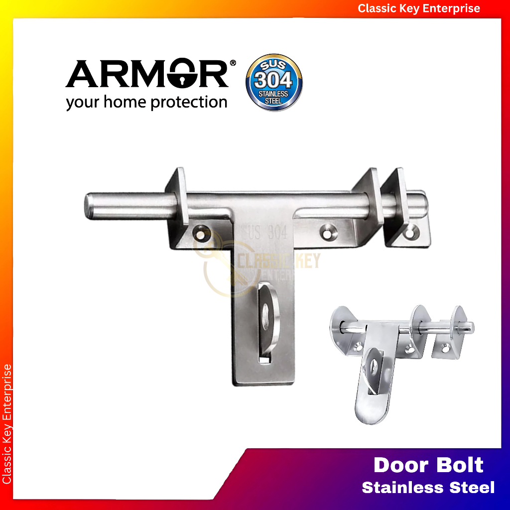 Armor Stainless Steel Door Bolt Security Lock | Shopee Malaysia
