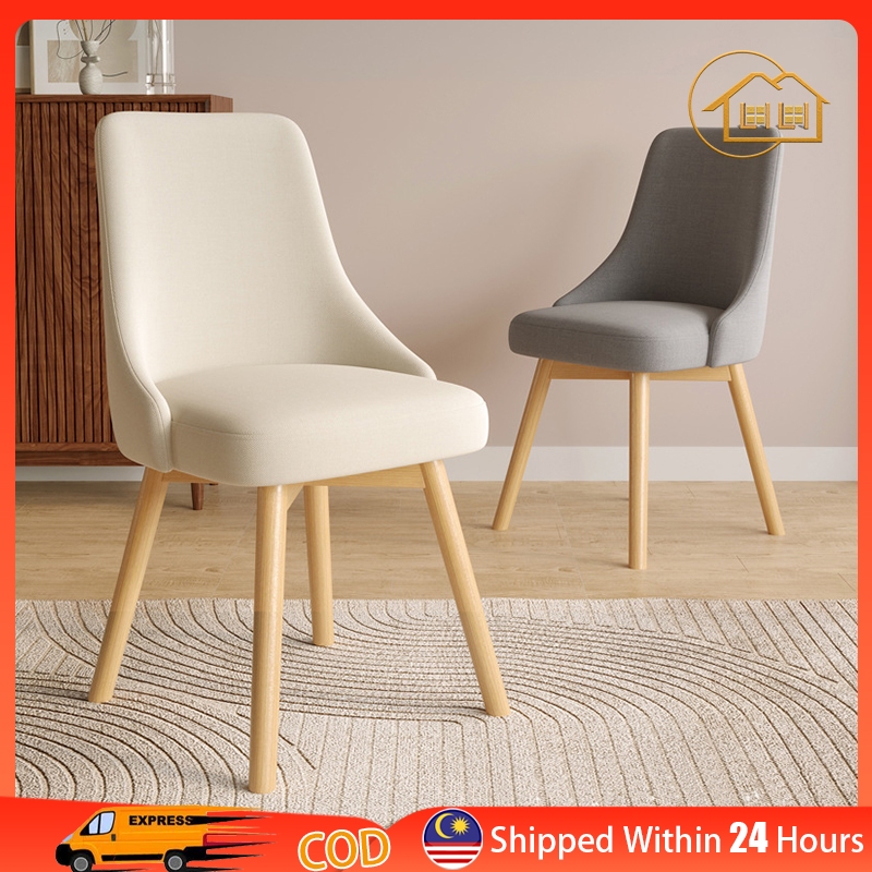 LI- Dining Chair Solid Wood Leg Backrest Swivel Chair Kerusi Makan Cafe ...