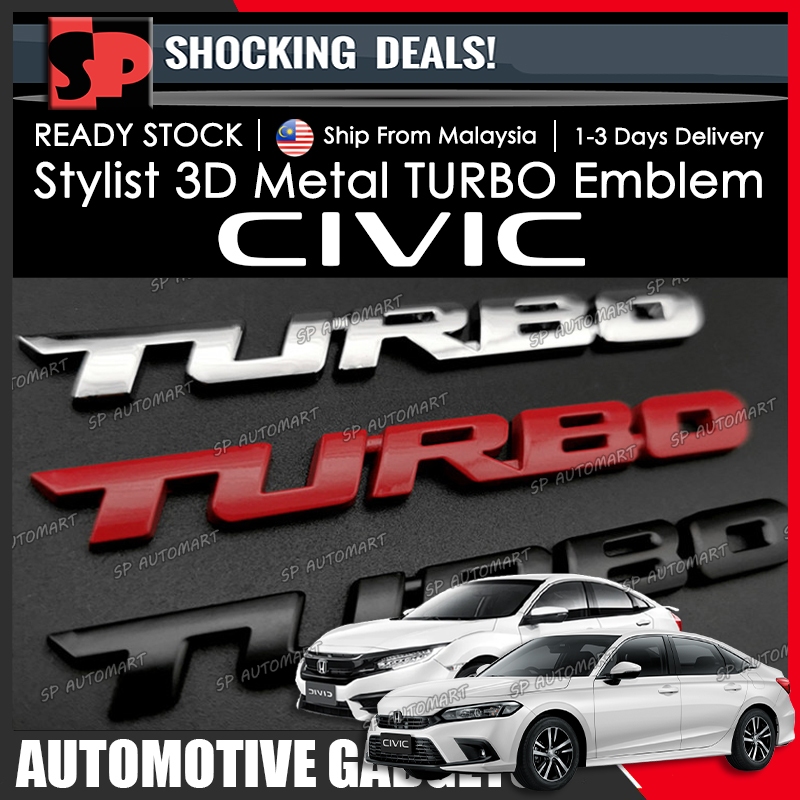 Honda Civic Stylist 3D Metal TURBO Emblem Car Emblem | Shopee Malaysia