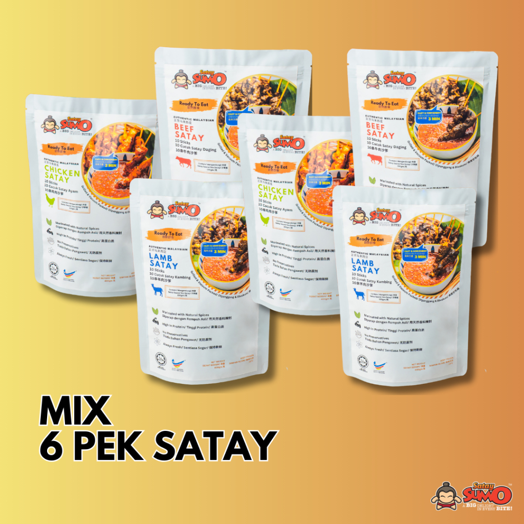 MIX 6 - Ready To Eat Frozen Chicken Beef Lamb Satay (6PACK) | Shopee ...