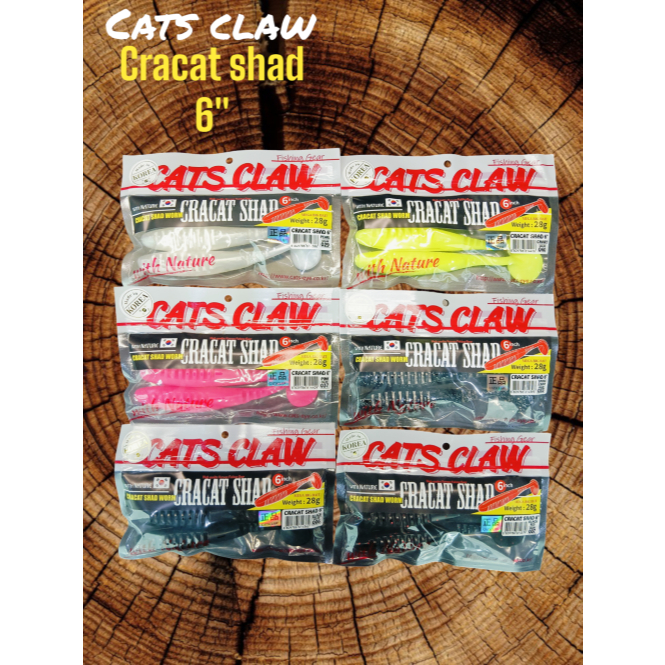 CATS CLAW CRACAT SHAD 6" , 28G casting toman big game liat mancing ...