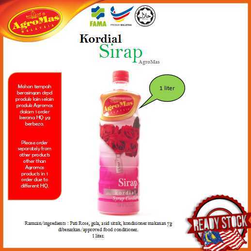 🔥OFFER!!🔥Best Seller🔥1 Liter Kordial Sirap. Agromas, FAMA. Tempatan ...
