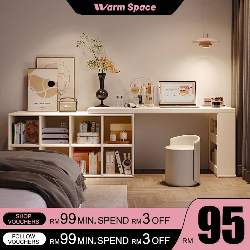 Meja Belajar Home Study Desk with Storage Cabinet L Shape Table with ...