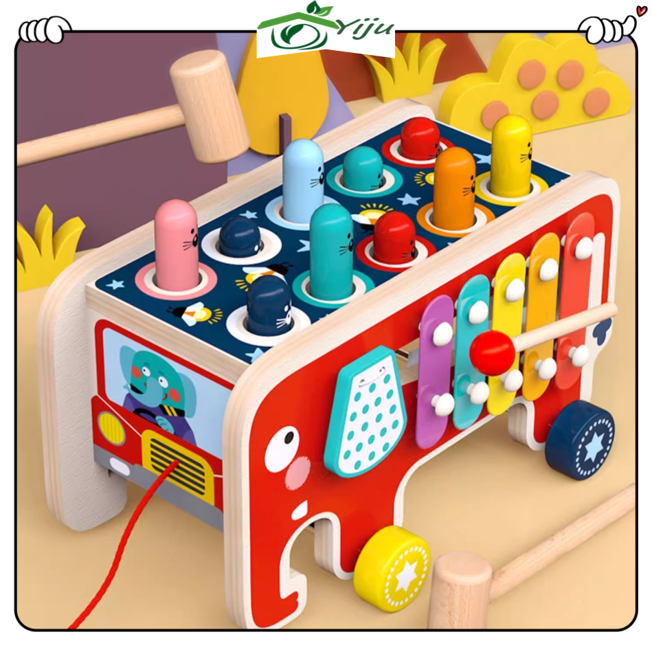 Wooden Hammer Toys Whack a Mole Game for Kid Pounding Bench Wooden ...