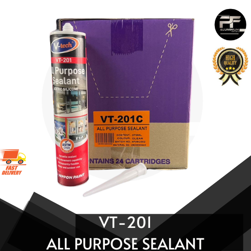 V-Tech VT-201 Silicone Sealant – Gam Silikon Serbaguna Kalis Air (24pcs ...