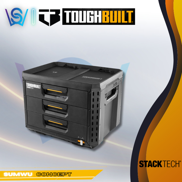 TOUGHBUILT STACKTECH XL 3-Drawer Black Plastic/Metal Tool Box TB-B1-D ...