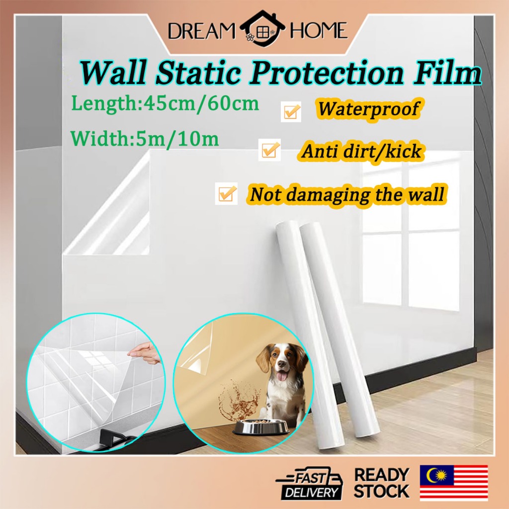 10m * 60cm static wall protection film PP wall sticker anti dirt, anti ...
