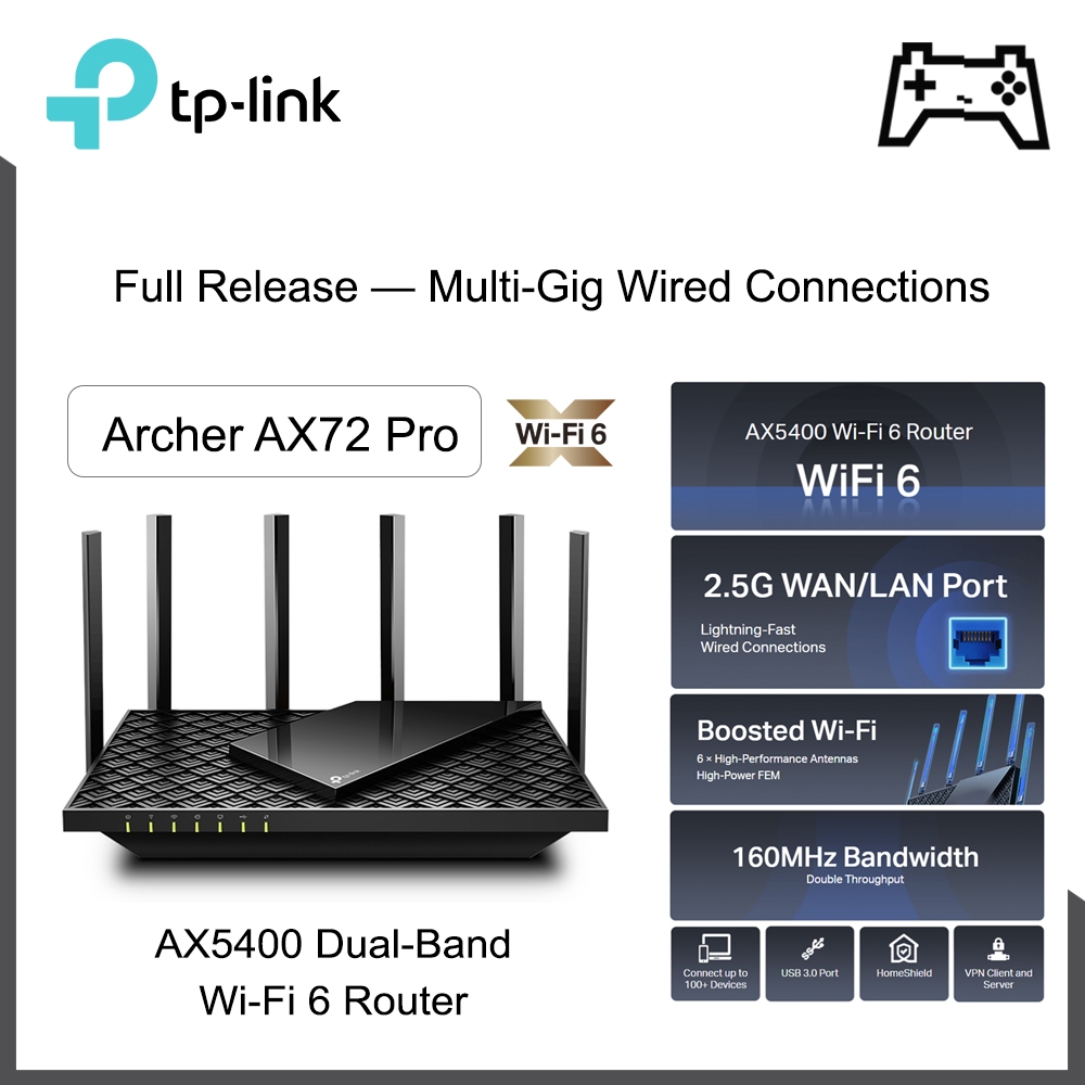 TP-Link Archer AX72 Pro AX5400 Multi-Gigabit WiFi 6 Router Wide ...