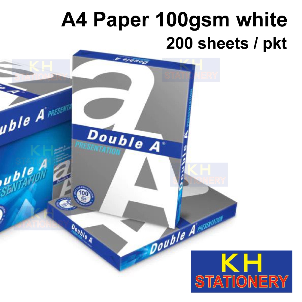 DOUBLE A A4 PAPER 100GSM 200SHEETS / 100GSM PAPER A4 / KERTAS A4 100GSM ...