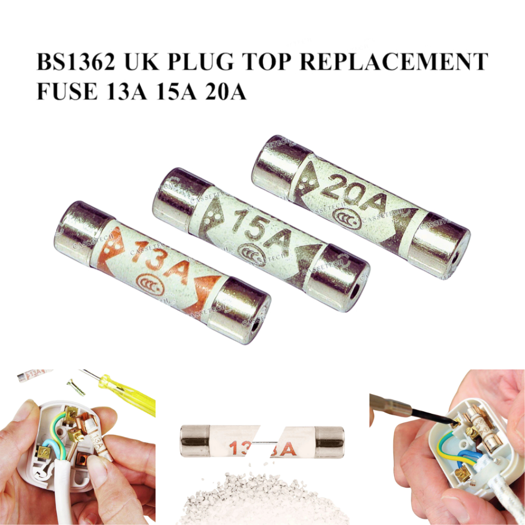 UK plug top ceramic fuses BS1362, available in 13A, 15A, and 20A ...