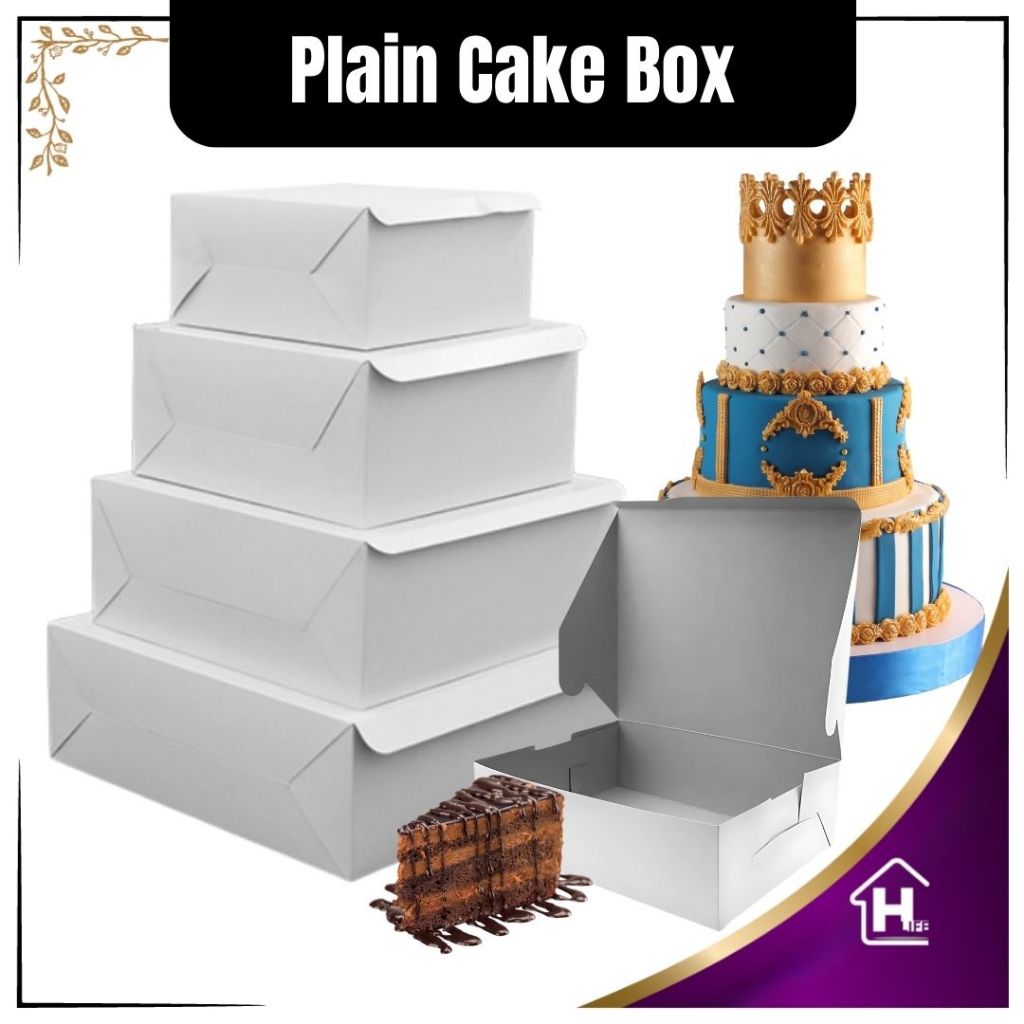( Art Card Food Gare 450g ) Window White Cake Box Kotak Kek Box Kotak ...