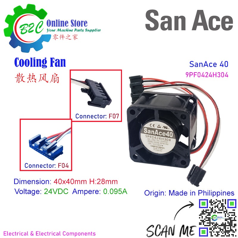San Ace 9PF0424H304 40x40mm T28mm Sanyo Denki Cooling Fan Fanuc Servo ...