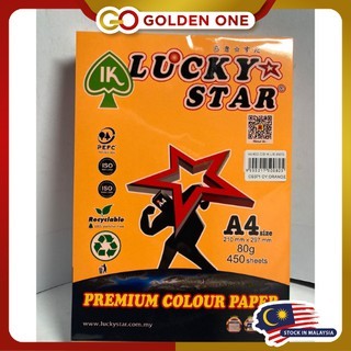 【1PACK=450SHEET ! ! !】LUCKY STAR A4 SIZE PREMIUM COLOUR PAPER 80GSM 450 ...