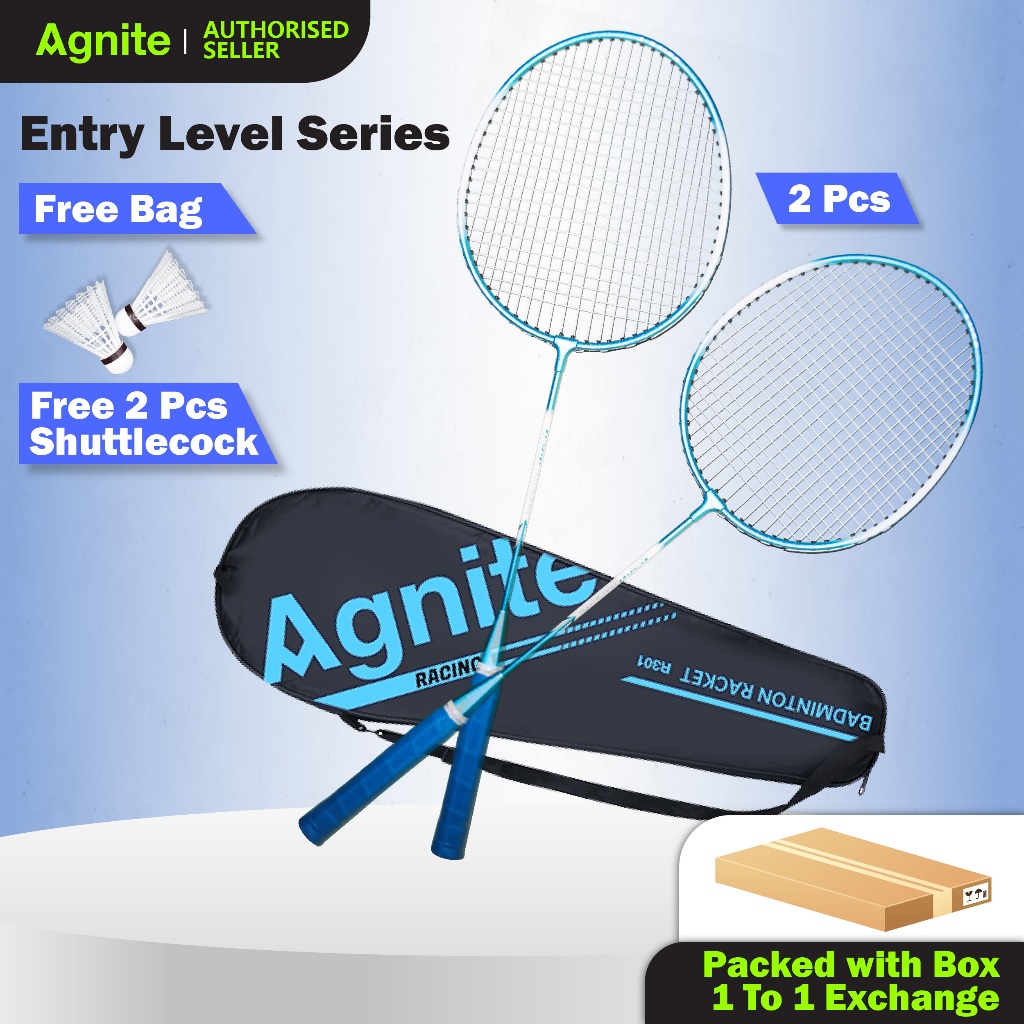 Agnite 2pcs Reket Badminton Set FREE Bulu Tangkis Kids Badminton Racket ...