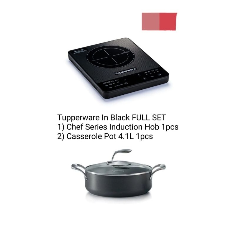 Tupperware Chef Series Induction Hob & Black Series Casserole Pot 4.1L ...