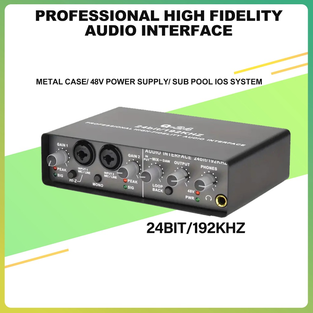 Q24 2 Channel Audio Interface 24Bit/192kHz input Used Pc With xlr/trs ...