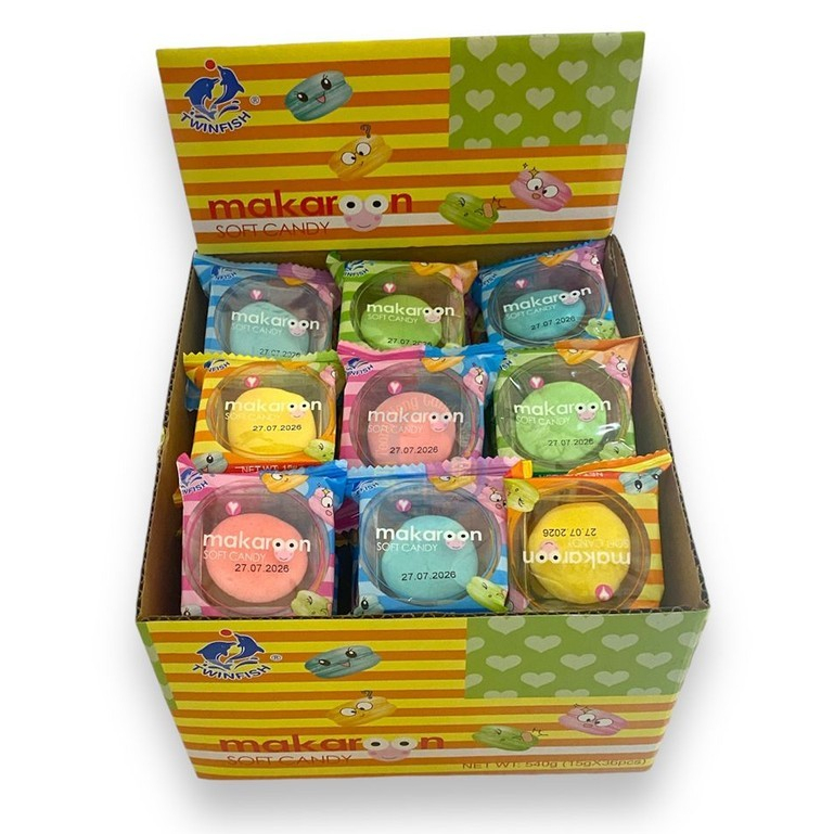 36 Pcs Twinfish Makaroon Soft Candy Macaron Gummy HALAL (LOCAL READY ...
