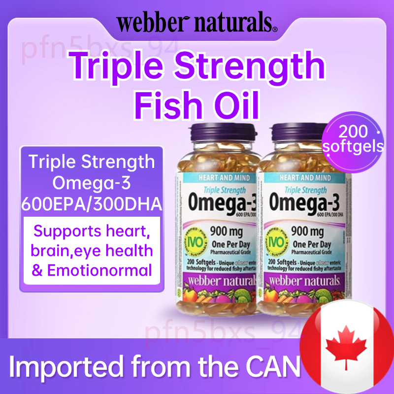 [Imported form Canada] Webber Naturals Triple Strength Omega-3 Fish Oil 900mg, 600 EPA/300 DHA ...