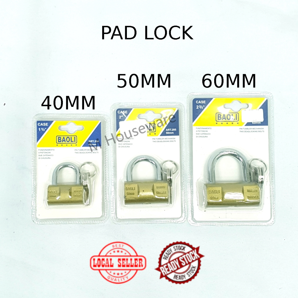 Heavy Duty Hammer Iron Padlock 40mm 50mm 60mm Kunci Mangga Pintu ...