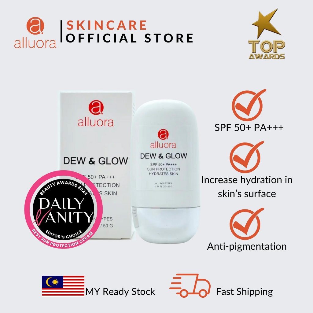 Alluora DEW & GLOW SPF 50+ PA+++ Sunscreen with Skincare Benefits ...