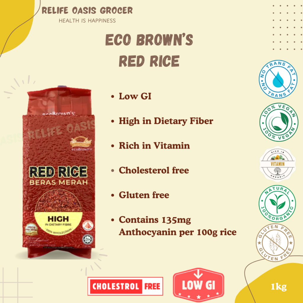 Ecobrown's Red Rice [Low GI/High Fiber/Rich In Vitamin/Anthocyanin ...