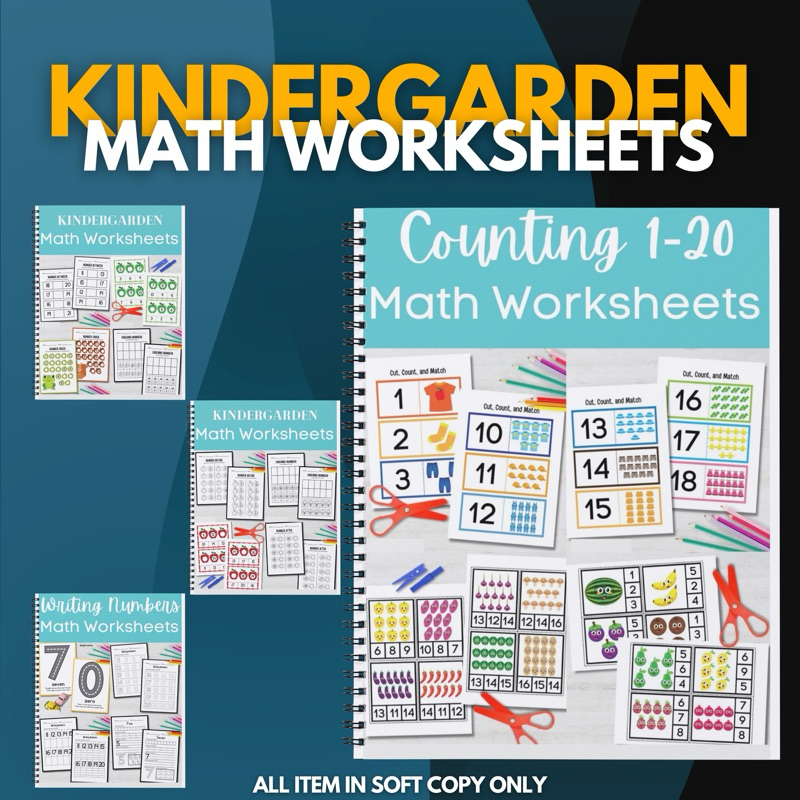 [SOFT COPY] WORKSHEET KINDERGARDEN MATH (70 PAGES) | Shopee Malaysia