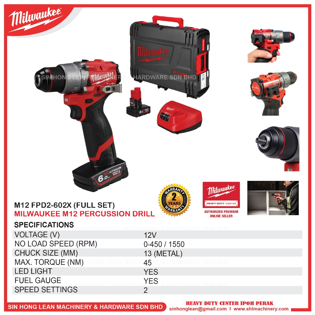 MILWAUKEE M12 FPD2-602X SA M12 FUEL GEN III 13MM PERCUSSION DRILL / DRIVER | Shopee Malaysia