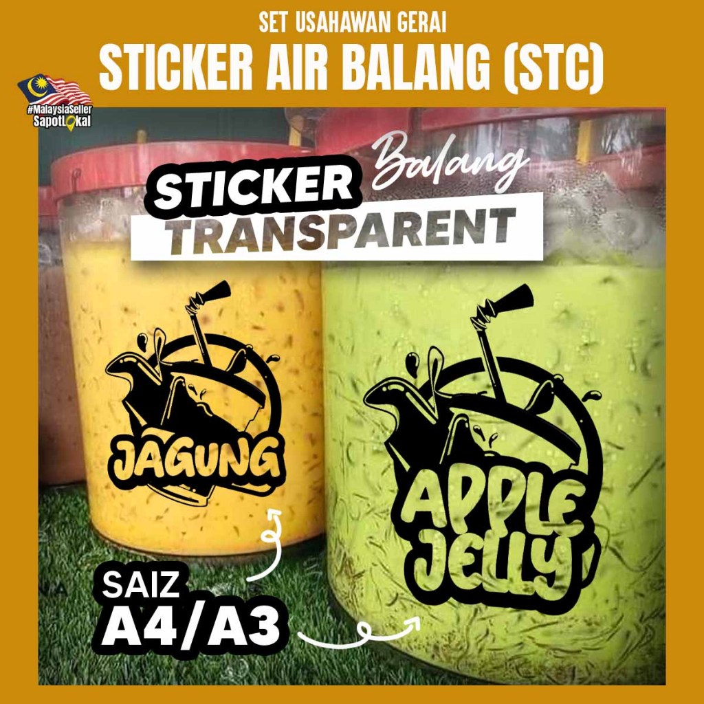Stiker Air Balang Transparent Kalis Air Custom - Simple, Stylo, dan ...