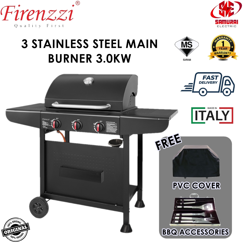 Firenzzi Expert BBQ Grill 3 Stainless Steel Main Burner 3.0KW FBQ2138 ...