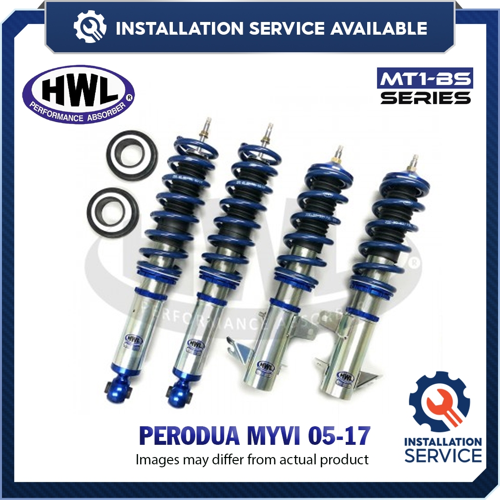 PERODUA MYVI 05-17 HWL MT1-BS Fully Adjustable COIL SPRING COMBINED ...