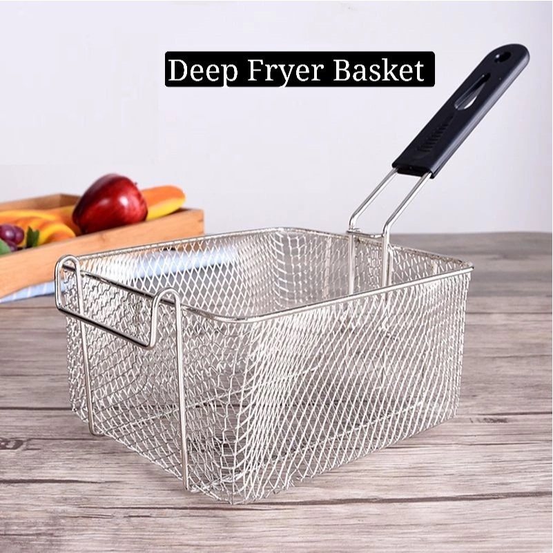 Stainless Steel Chips Fryer Rectangular Fry Basket Deep Frying French ...
