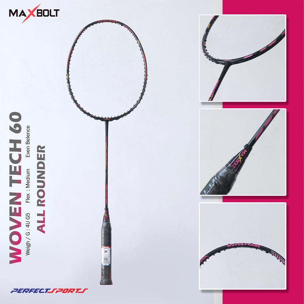[Free String + Grip] Maxbolt WOVEN TECH 60 PINK Badminton Racket ...