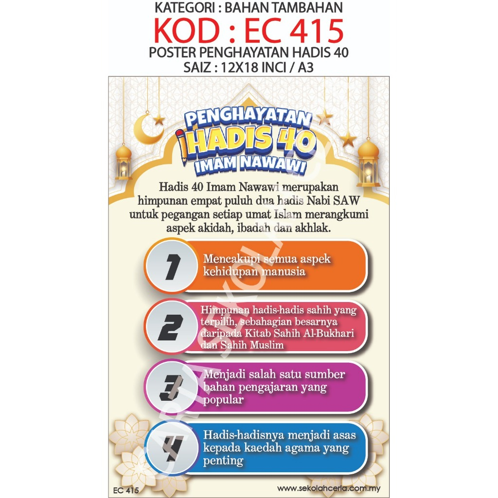 🏃1 DAYSHIP🏃 JIMAT! Poster Penghayataan HADIS 40 Imam Nawawi Sudut ...