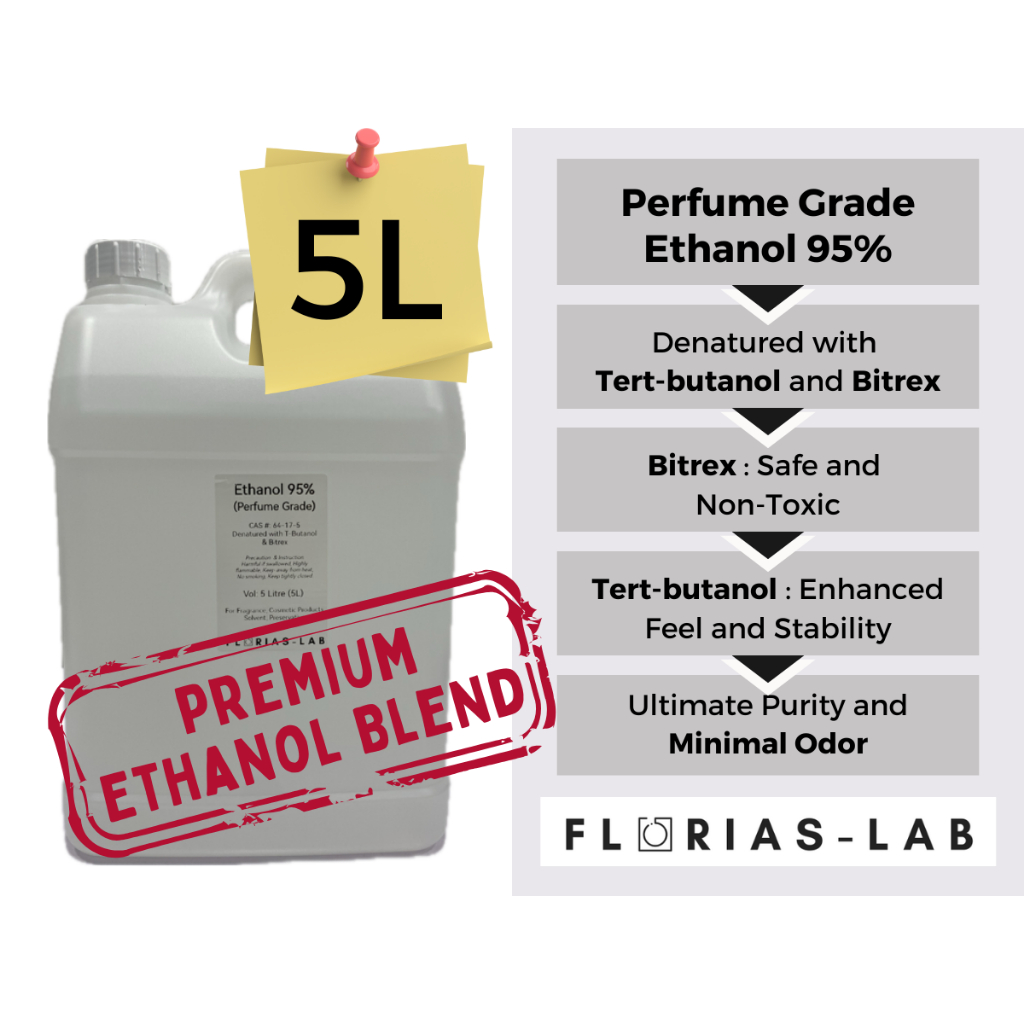 Florias-Lab, Perfume Grade Ethanol 95% (1L & 5L) : Alcohol denatured with Tert-butanol and ...